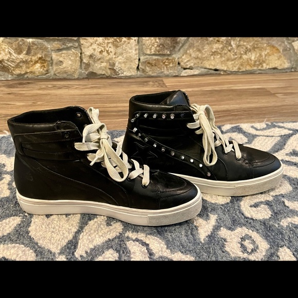 Shoes | Golden Goose Look Alike Black Star Studded Hightops | Poshmark